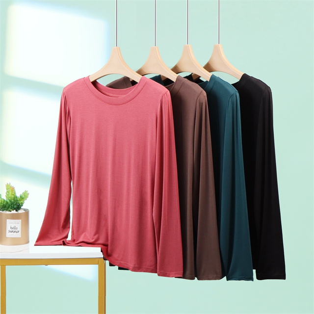 2024 Modal long-sleeved T-shirt for women in autumn thin inner layering ...