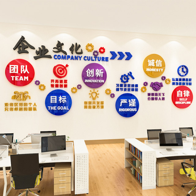 Corporate culture wall team employee inspirational wall stickers ...