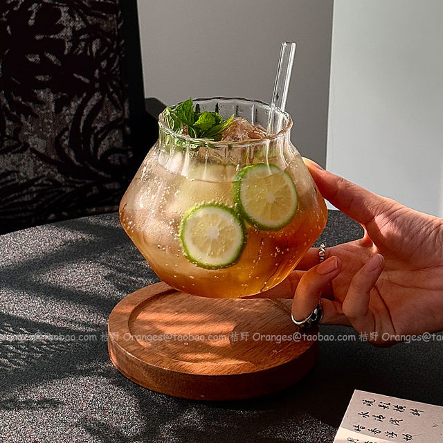 Niche Ins Gudun Glass Cup Ice American Coffee Cup Summer Large Capacity ...