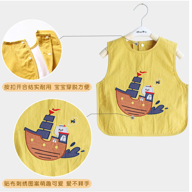 Baby eating bibs, kindergarten smocks, children's aprons, sleeveless baby waterproof rice ...