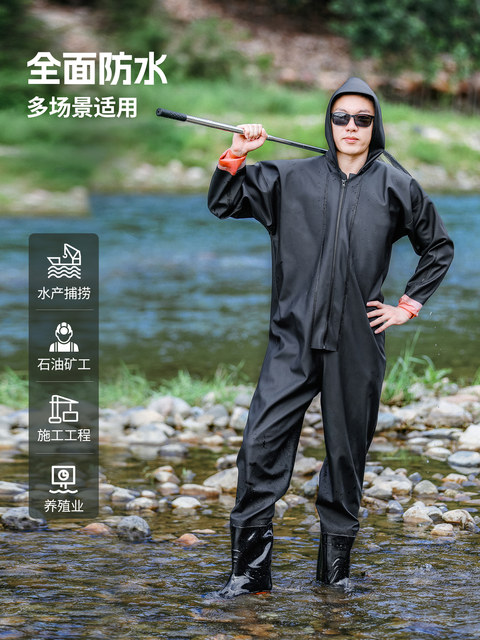 Thickened Full-Body Waders for Men, Raincoat and Rain Boots Integrated ...