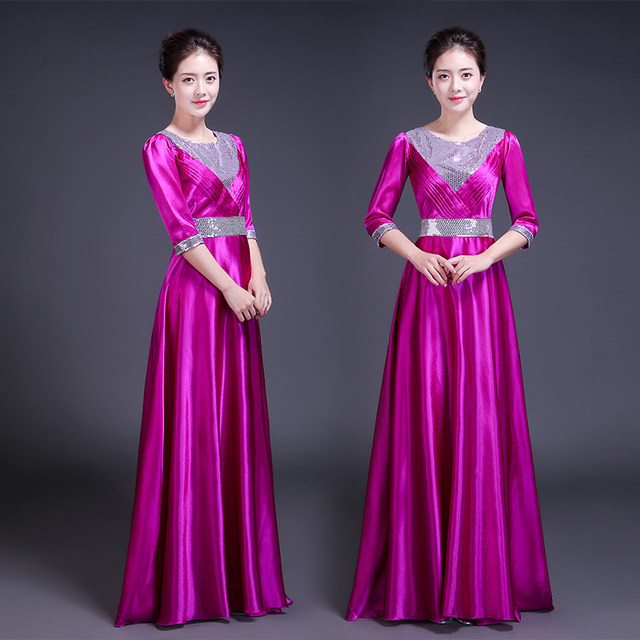 Women's Slim Choir Clothes Long Skirts Stage Chorus Costumes Singing ...