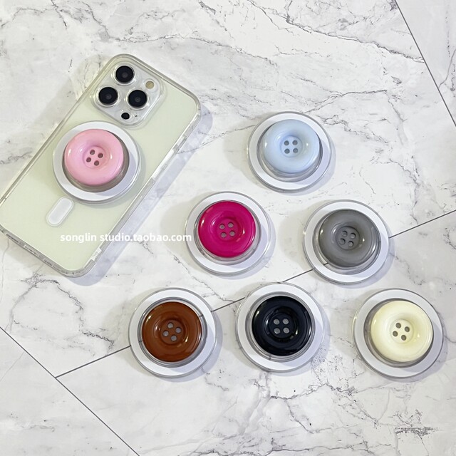 Simple solid color three-dimensional retro button phone case supports x ...