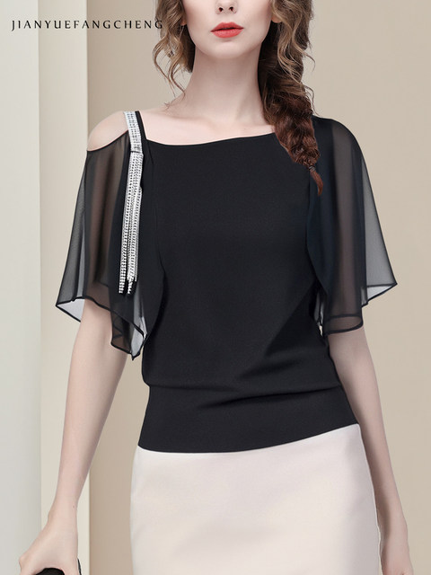 European Station 2025 summer design off-shoulder chiffon shirt top for ...