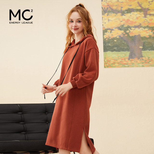 mc2 velvet sweatshirt skirt for women 2024 new fashion age-reducing casual hooded mid-length ...