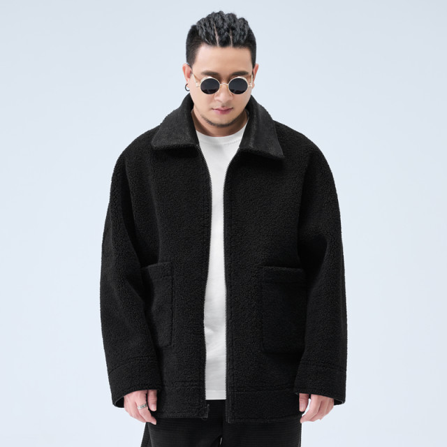 [Reversible] Half-ink large size men's fur one-piece jacket winter new ...