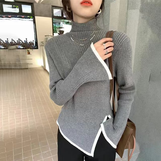Spring and autumn thin semi -high collar, sweater, women in autumn and ...