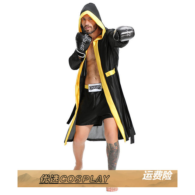 Halloween adult male cosplay boxer game clothing shirt black hooded ...