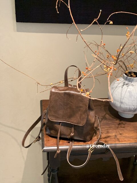 Greenday Retro Brown Small Backpack, Versatile and High-End Bag, Mini ...