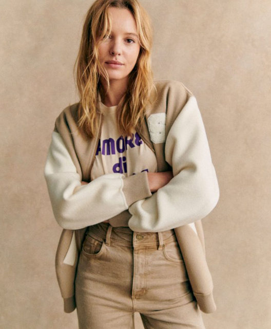 Spot French niche 24 summer French love purple letter printed cotton ...