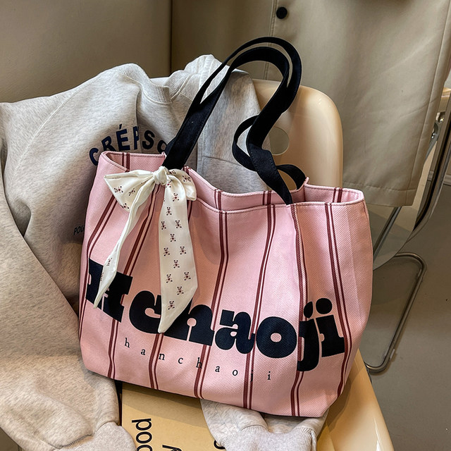 Japanese INS canvas bag female 2024 new tide large -capacity fashion ...