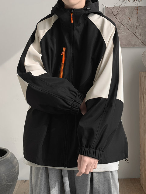 American-Style Color-Blocked Jacket for Men, New Loose Casual ...