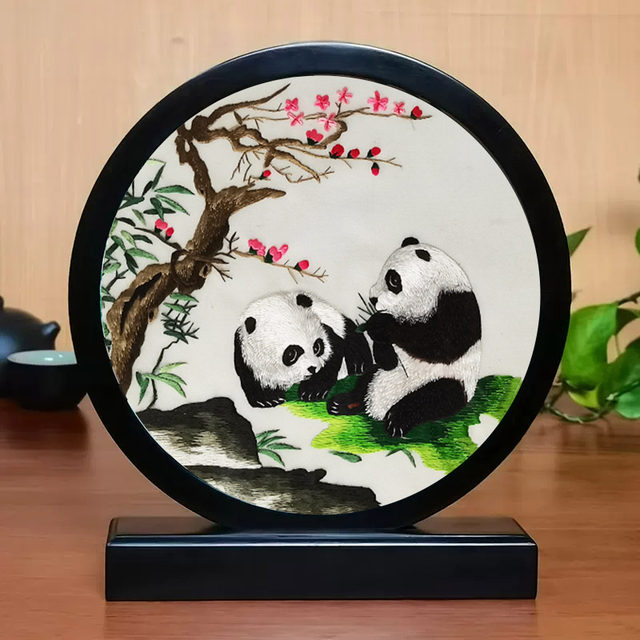 Shu Embroidery Sandalwood Double-sided Embroidery Ornament Chinese ...