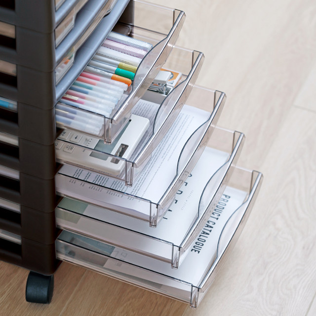 JEJ office A4 file storage cabinet drawer-type plastic handbook tape ...