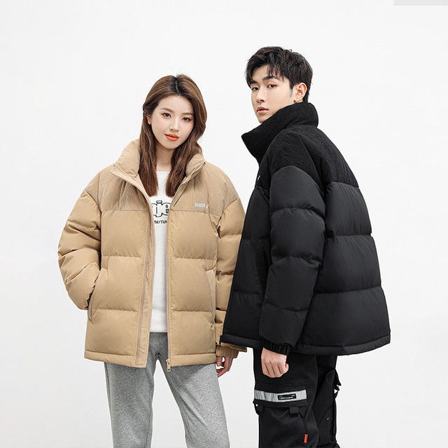 Duck corduroy spliced down jacket for men and women 2024 new winter ...