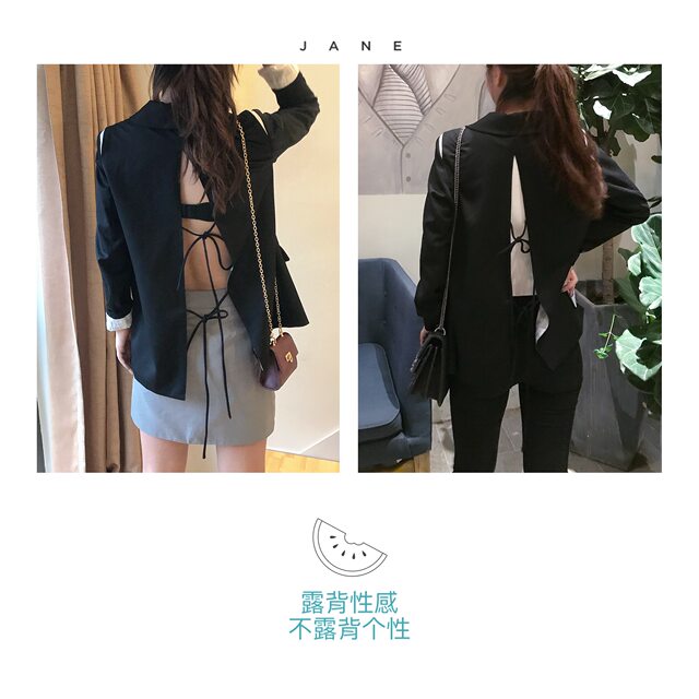 Original design back slit blazer for women lace-up sexy backless jacket ...