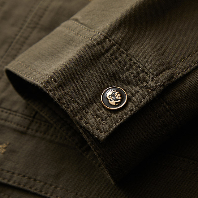 Middle-aged button jacket men's spring and autumn pure cotton daddy ...