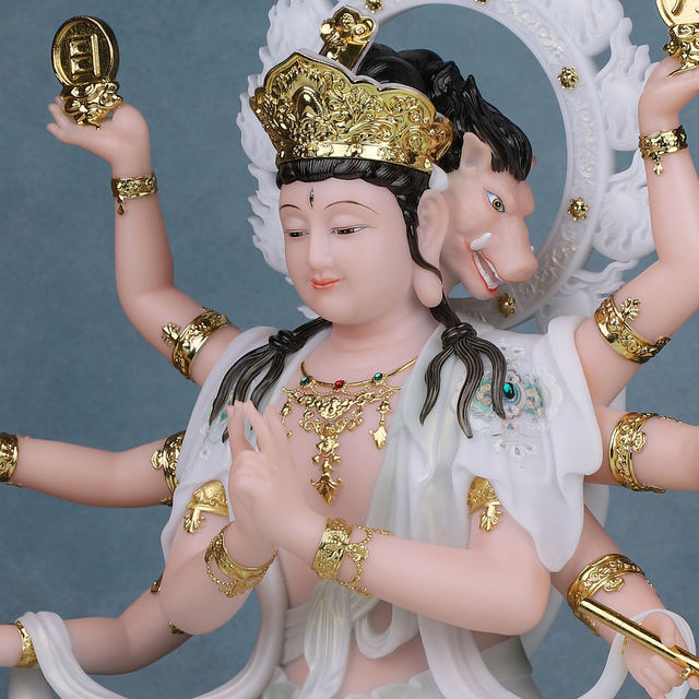 The common Han white marble Doumu Yuanjun statue is used for home ...