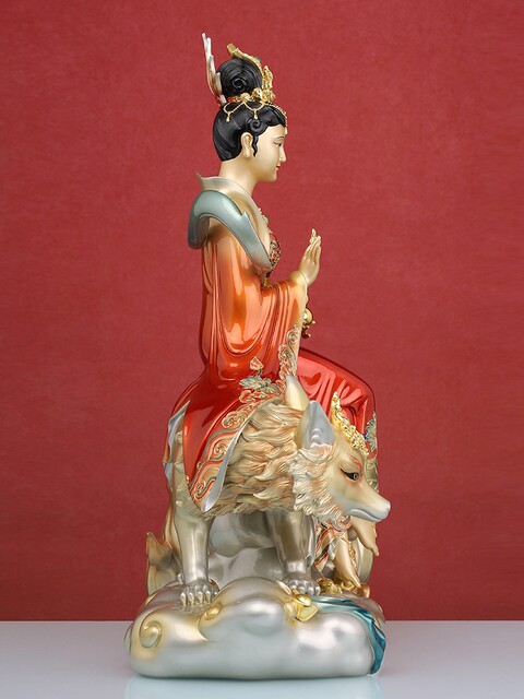 Bronze Painted Statue of the Nine-Tailed Fox Empress for Home Worship ...