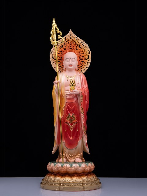 The ordinary Ksitigarbha Buddha statue white marble station Jiuhua ...