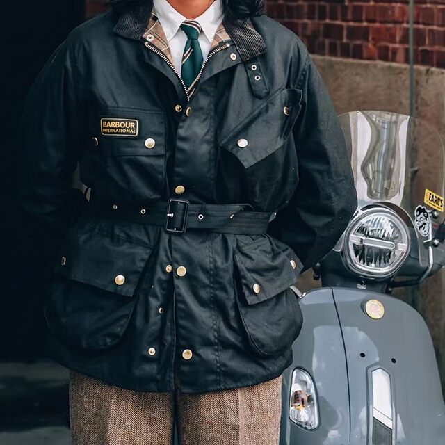 British barbourinternational oil wax motorcycle jacket windbreaker ...