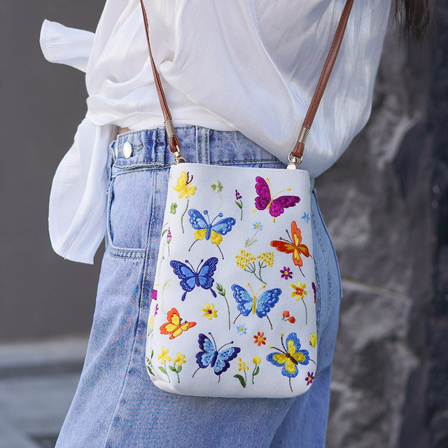 Embroidered casual mobile phone bag for women cross-body 2024 new mini ...