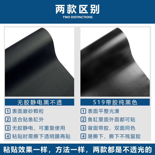 Fish tank background sticker pure black glue-free electrostatic film ...