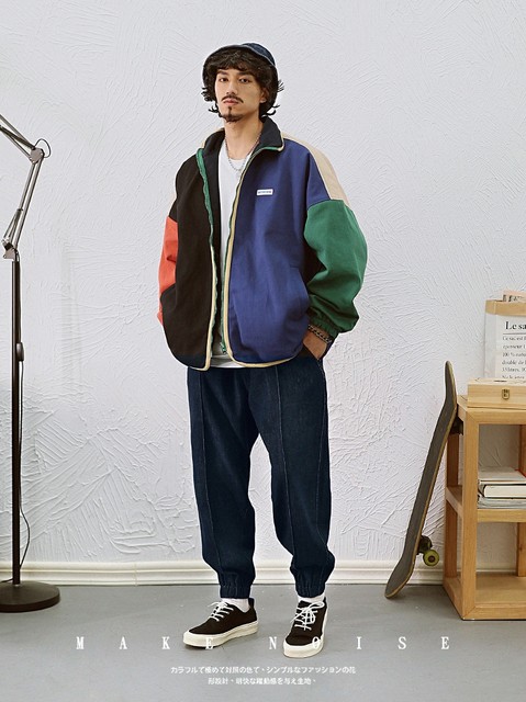 Yuppie noise-making trendy brand jacket men's color-blocking Japanese ...