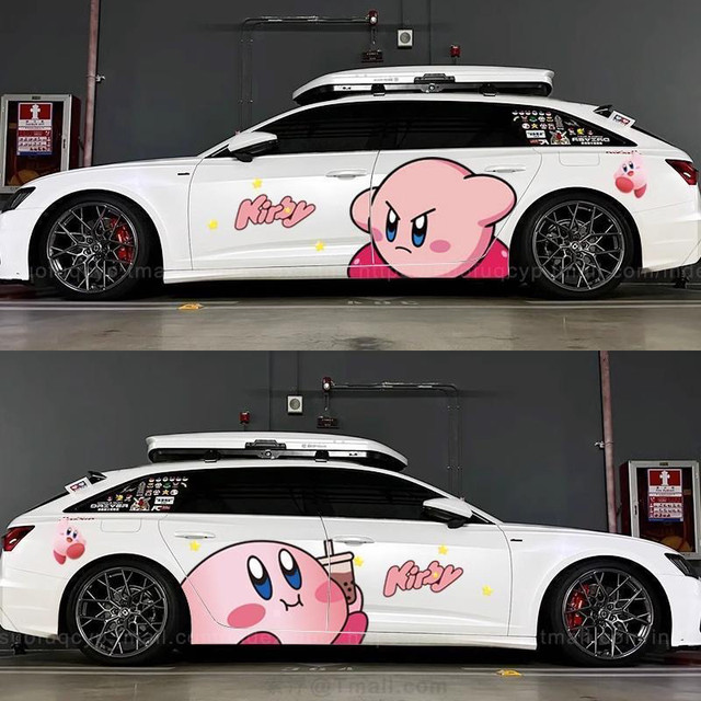 Kirby Car Sticker Cute Cartoon Car Sticker Modified Car Body Latte ...
