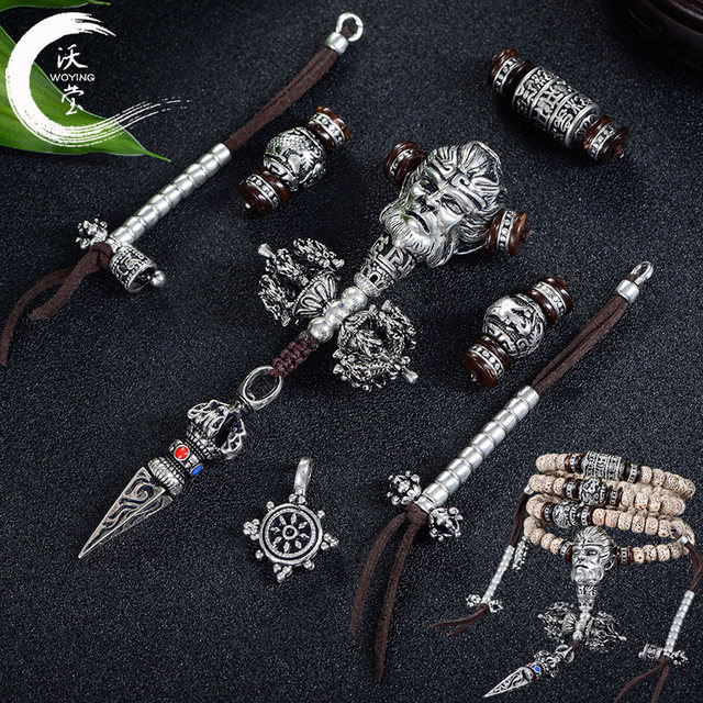 Tibetan Silver Buddha Head Trinity Accessories Necklace Set Vajrayana ...