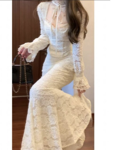 Gentle outfit autumn and winter suit high-end feminine lace top ...