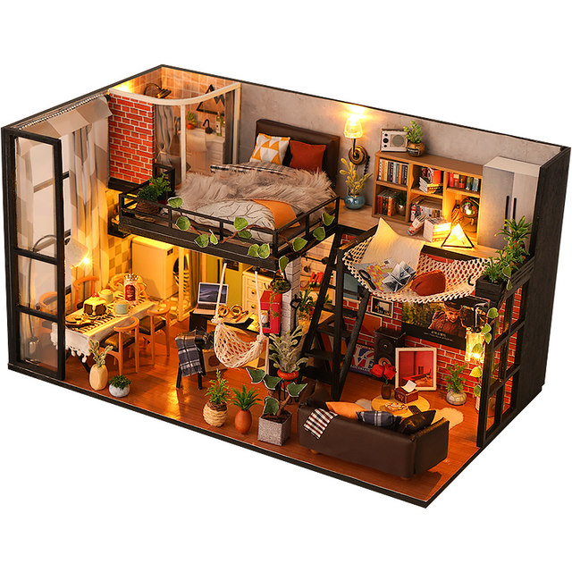 diy handmade cottage attic mini house toy house assembled miniature ...