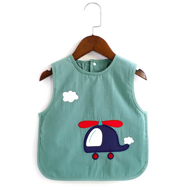 Children's Cartoon Eating Bibs Boy's Cotton Waterproof Sleeveless Cover ...