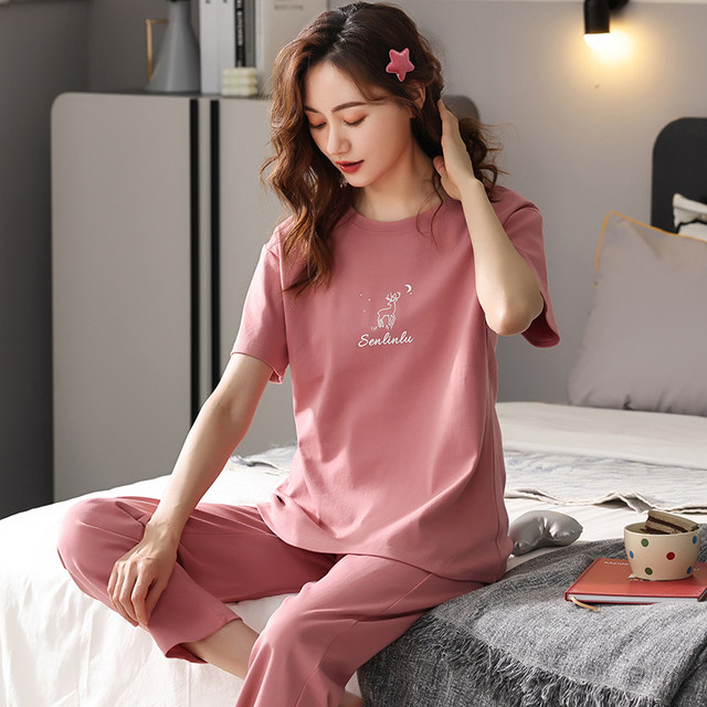 Summer Model Pajamas Female short -sleeved trousers thin summer women's ...