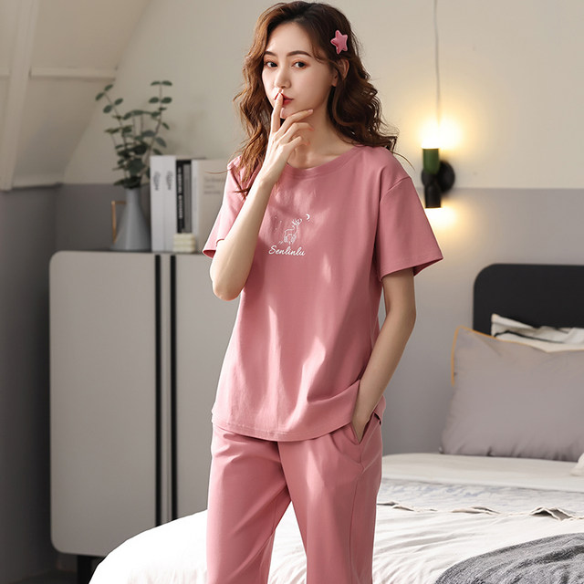 Summer Model Pajamas Female short -sleeved trousers thin summer women's ...