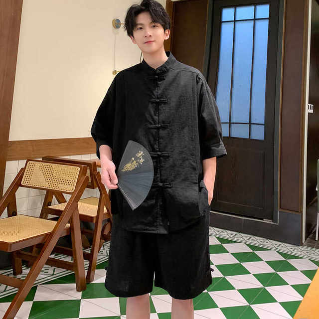 New Chinese style suit casual niche design cotton and linen 700% sleeve ...