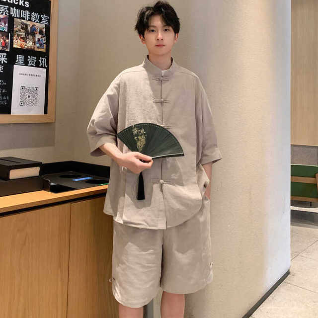New Chinese style suit casual niche design cotton and linen 700% sleeve ...