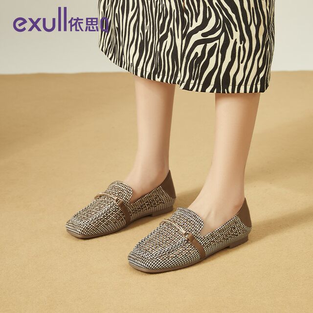 Yisi q square toe flat bottom shallow mouth single shoes for women 2025 ...