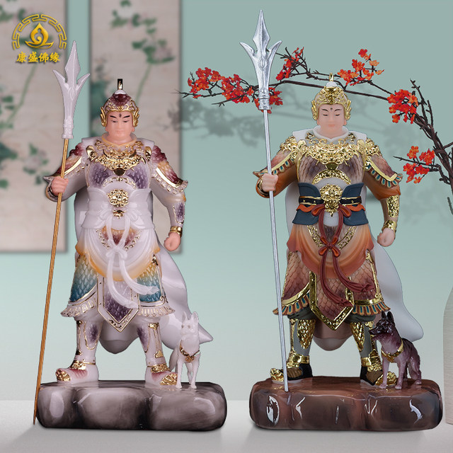 Erlang God Statue Yang Yan Bai Jade Buddha Statue Xiaotian Dog Erlang ...