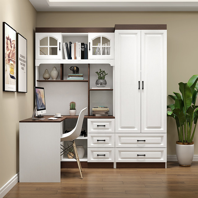 Corner Bookcase Desk One Desktop Computer Desk Wardrobe Bookshelf Study ...