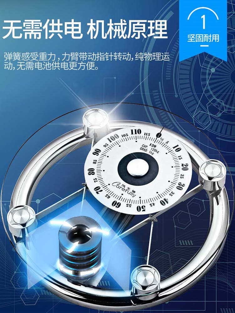 Carefully C300 Mechanical Body Fat Scale - Round Tempered Glass
