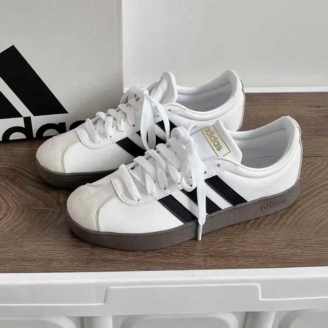 Adidas/Adidas Vl Court 2 White Brown Samba lace -up leisure board shoes ...