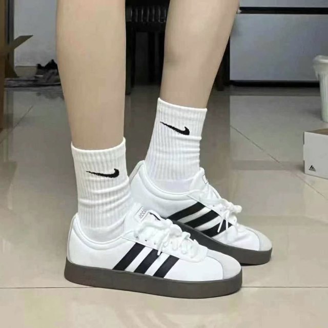 Adidas/Adidas Vl Court 2 White Brown Samba lace -up leisure board shoes ...