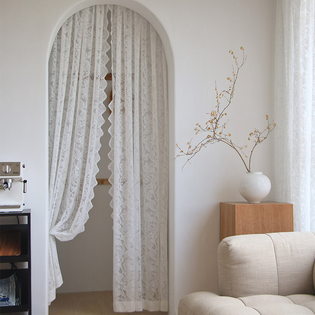 No punching Velcro French white lace door curtain curtains curtains ...
