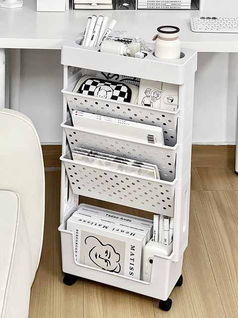 Cracked bookshelf, desk-side floor-standing storage rack, desk-side ...