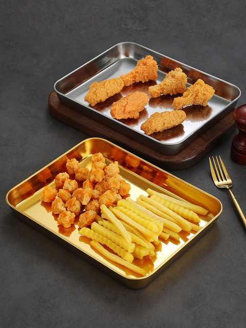 304 stainless steel flat bottom tray rice noodle tray, dumpling square ...