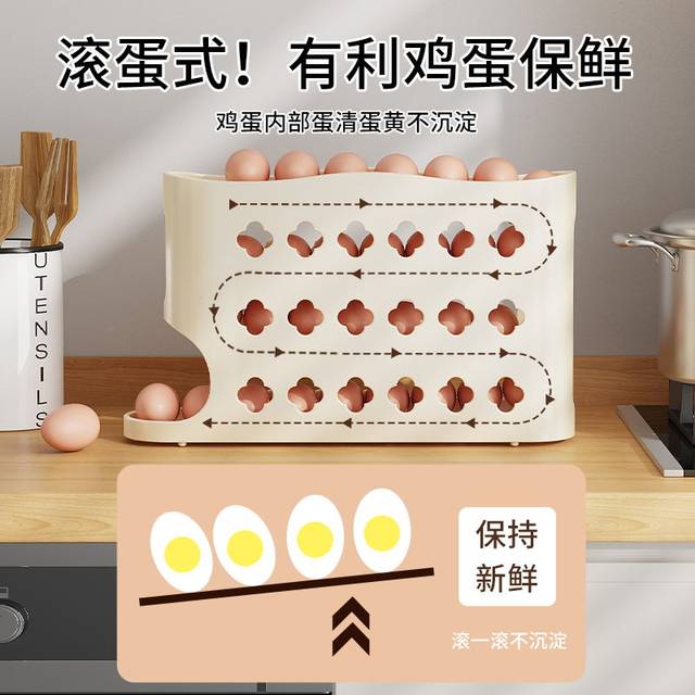 Rolling egg storage box kitchen multi-layer oblique automatic egg ...