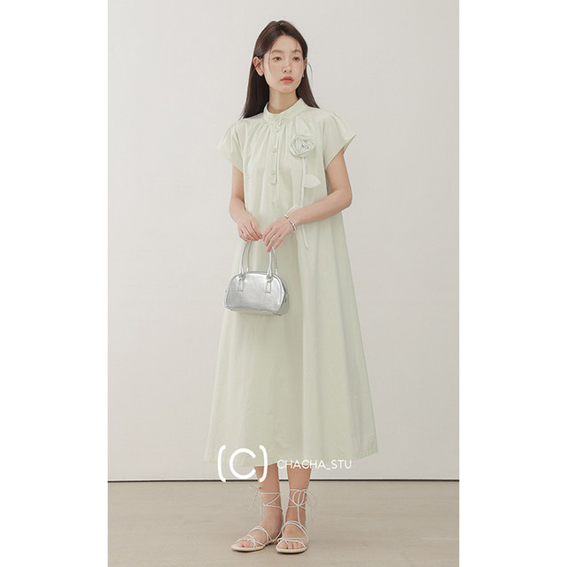 CHACHASTU new Chinese style exquisite mint mambo green dress women's ...