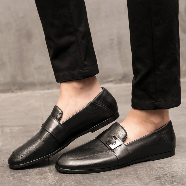 Korean style small leather shoes for men, genuine leather, breathable ...