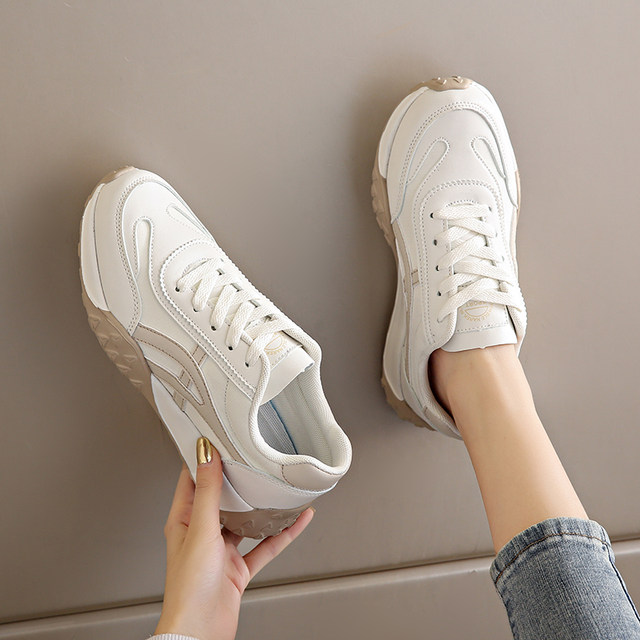 Putian sports white shoes for women 2025 spring new genuine leather ...